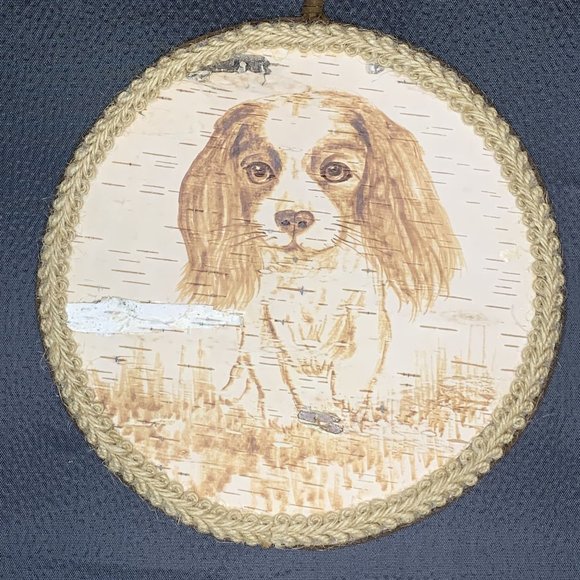 Handmade | Wall Decor | Handmade Birch Bark Pyrography Cavalier Spaniel ...